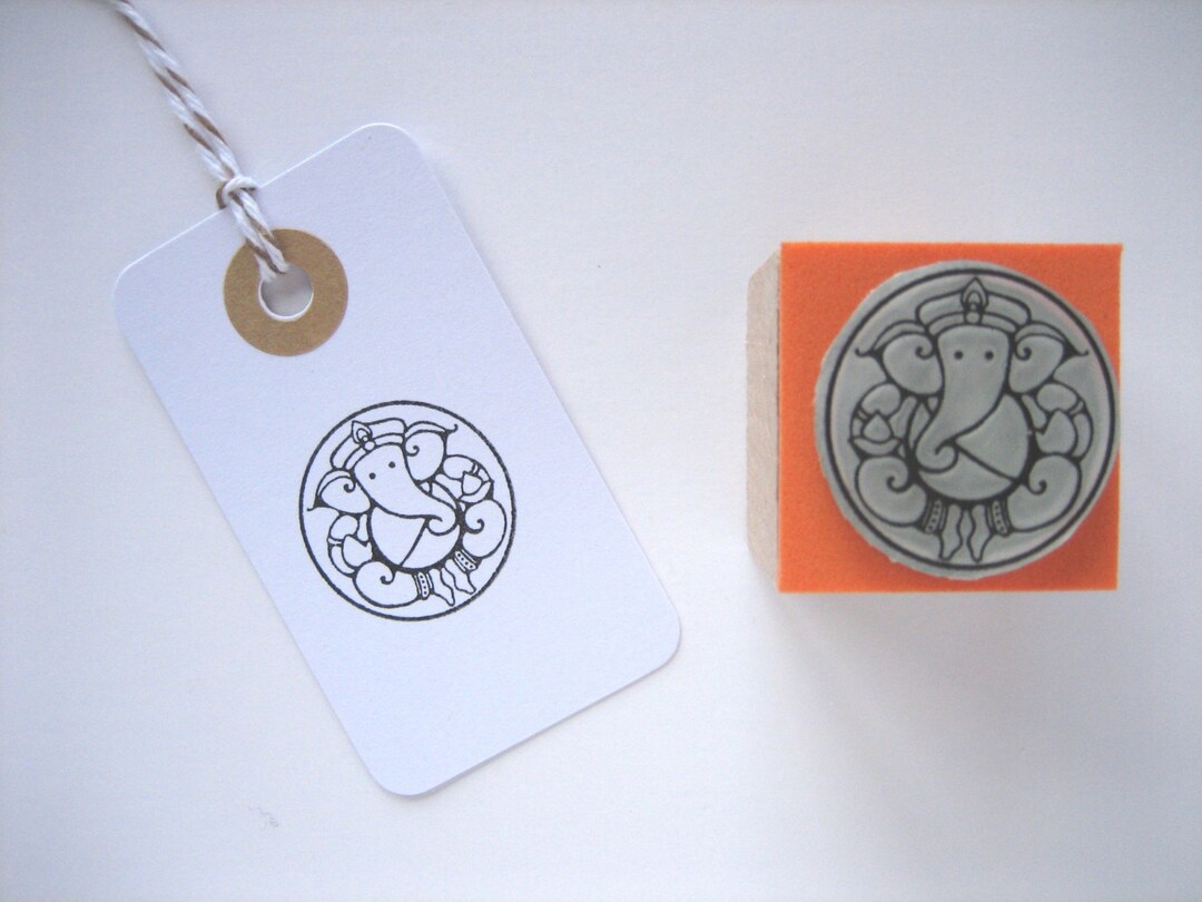 GANESHA Rubber Stamp, GANESH Stamp, Elephant Stamp, Remover of ...