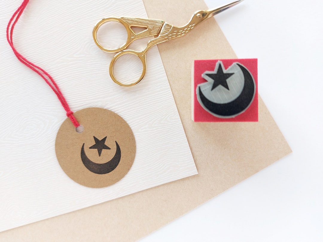 Star and Crescent Moon Stamp, Crescent Moon Stamp, Islamic Gifts, Eid ...