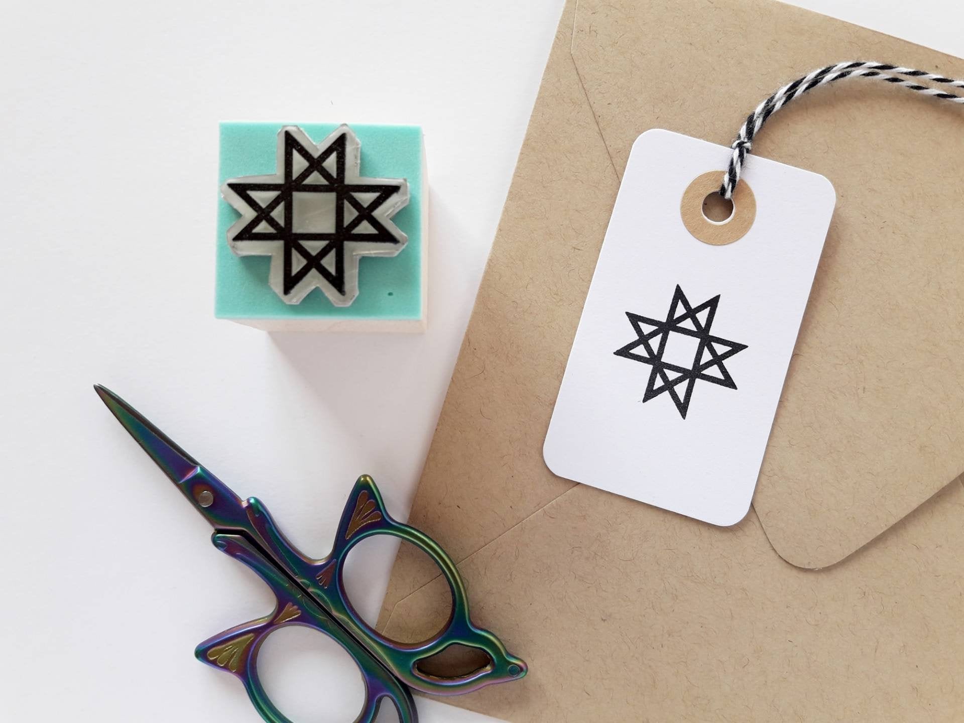 AUSEKLIS Rubber Stamp, Eight-pointed Star, Octagram Symbol, Morning ...
