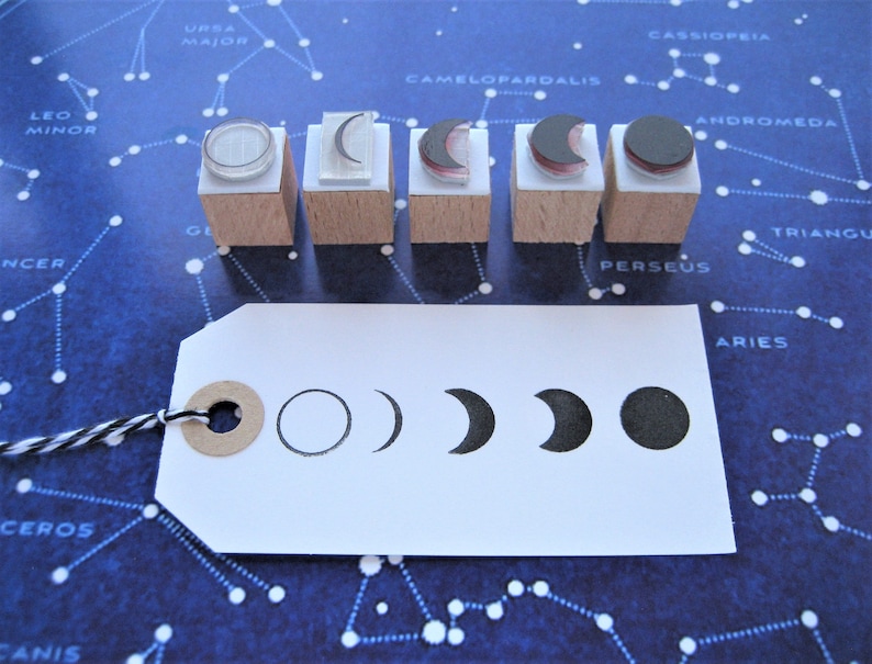 Moon Phases Stamps. Moon Stamps. Phases of the Moon Stamps. - Etsy