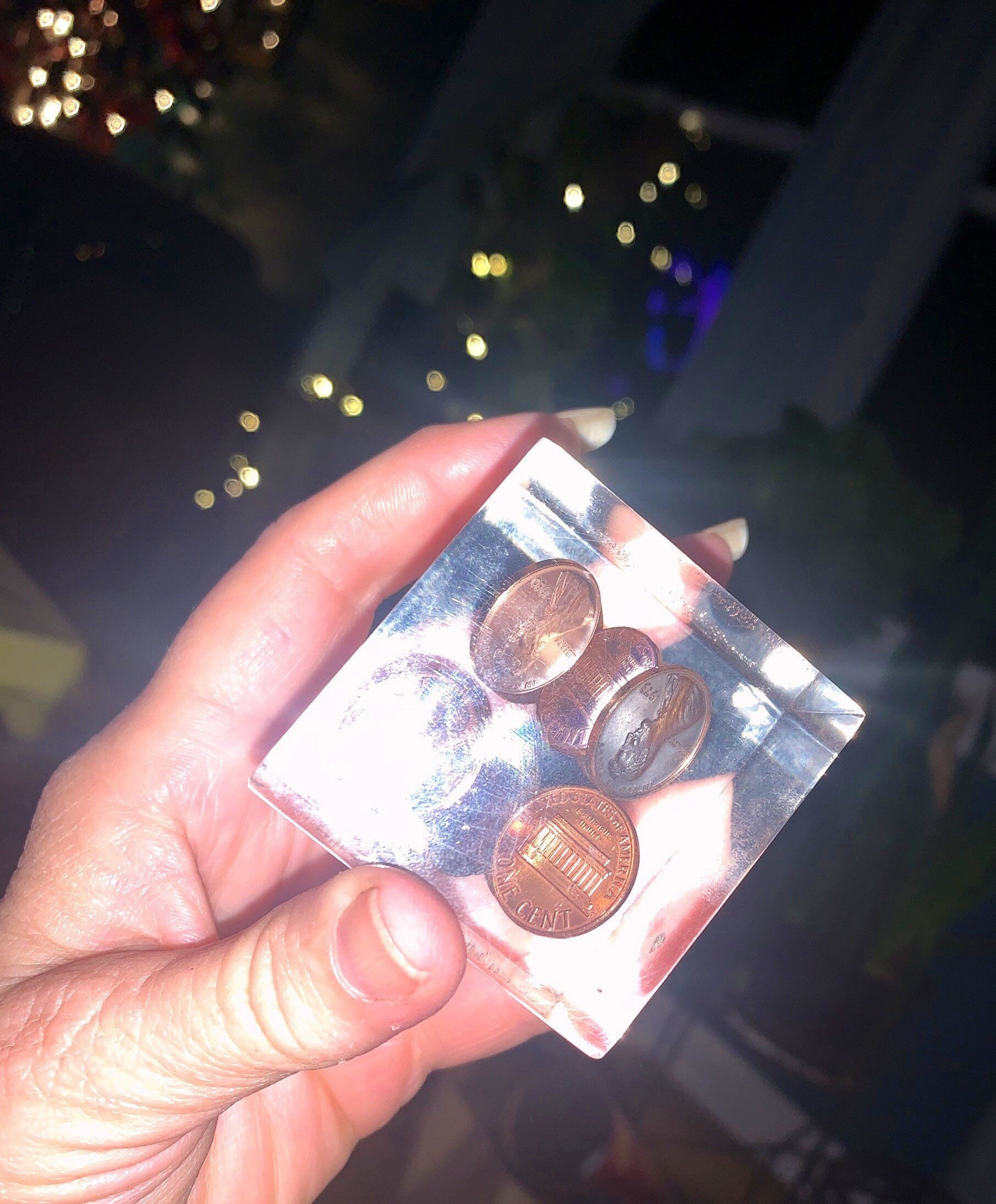 Classy Acrylic Square Paperweight With Shiny Pennies From - Etsy