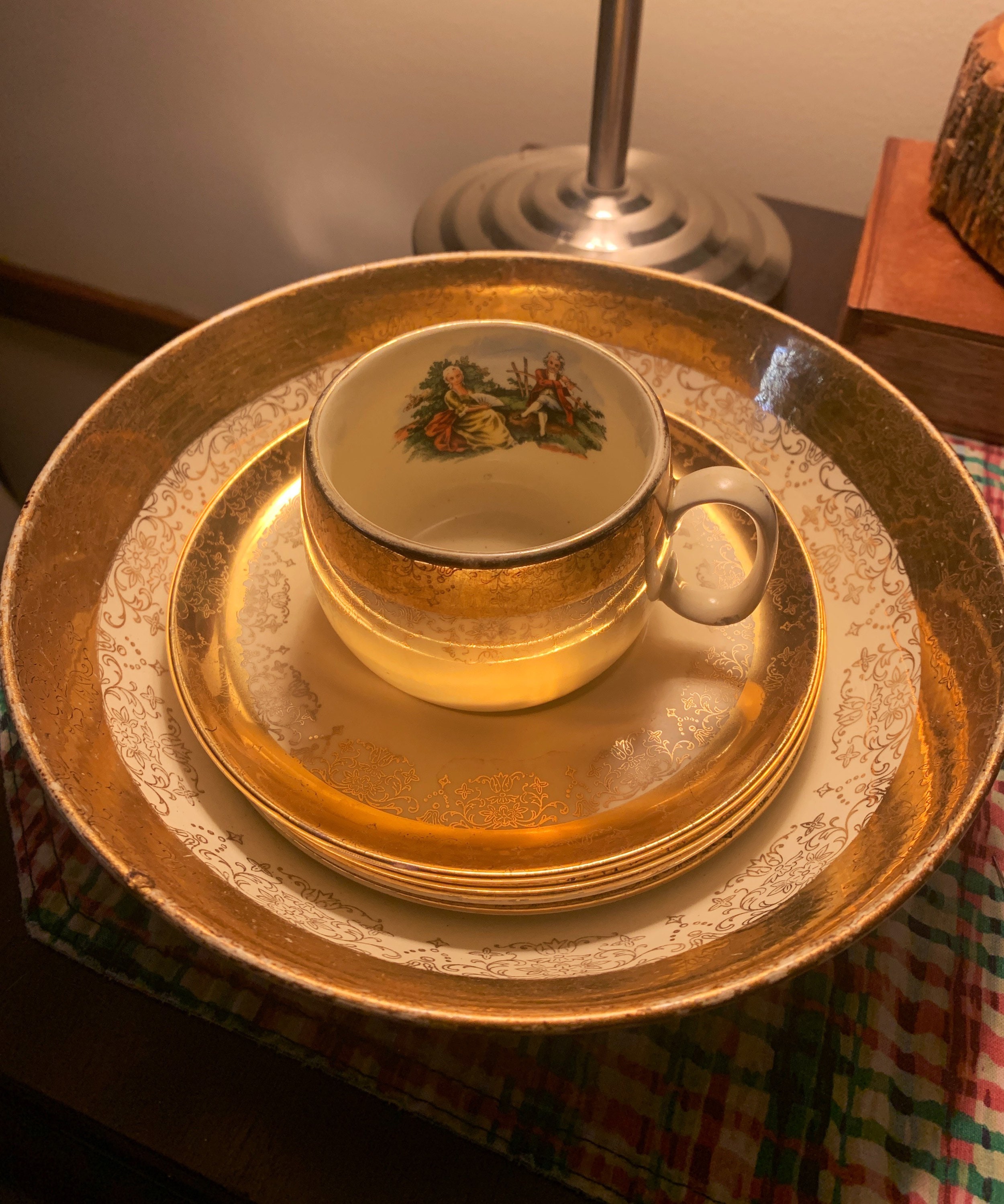 Six Pieces of Iconic George and Martha Washington 22K Trim Sango China ...