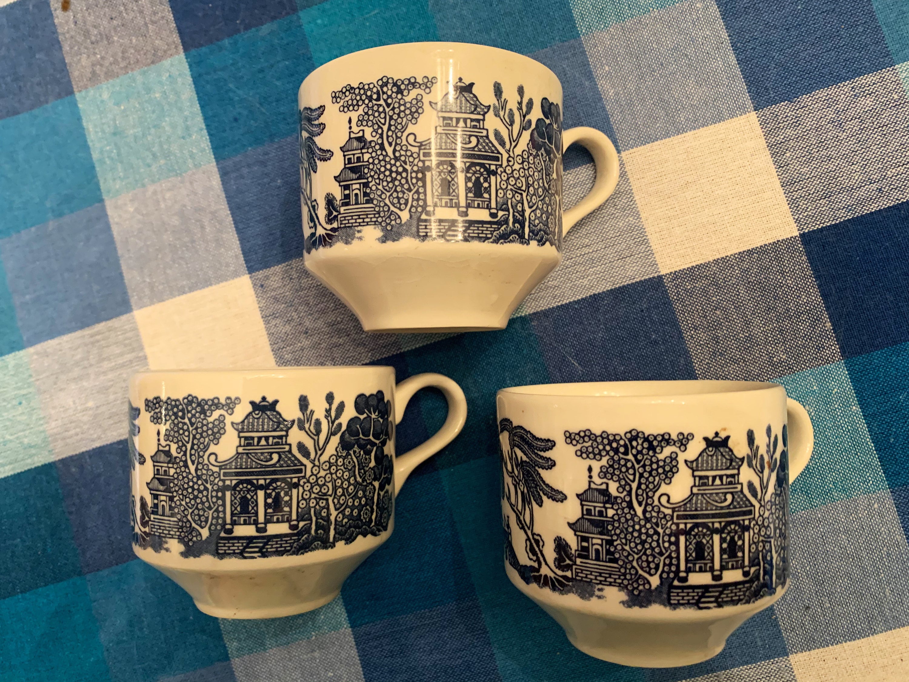 Set of Three Willow Cups Made in England No Saucers - Etsy