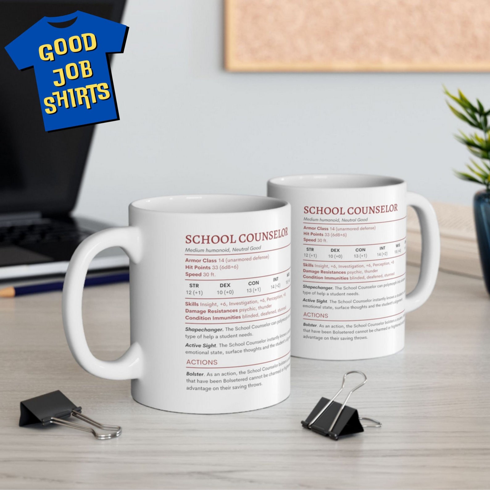 School Counselor Dnd Stat Block Mug for a Nerdy Therapist Gift, Back to ...