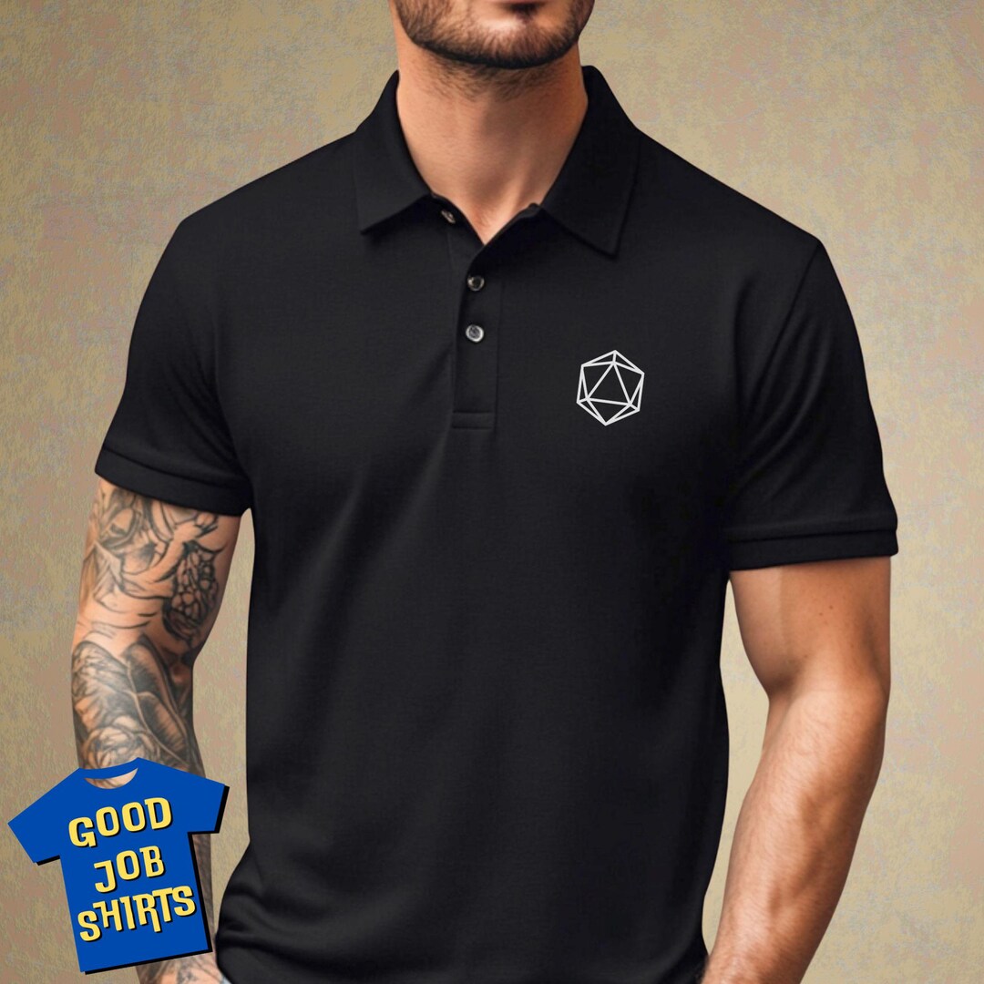 Mens Dnd Polo With D20 Pocket Design, Collared Shirt for Dnd Players ...