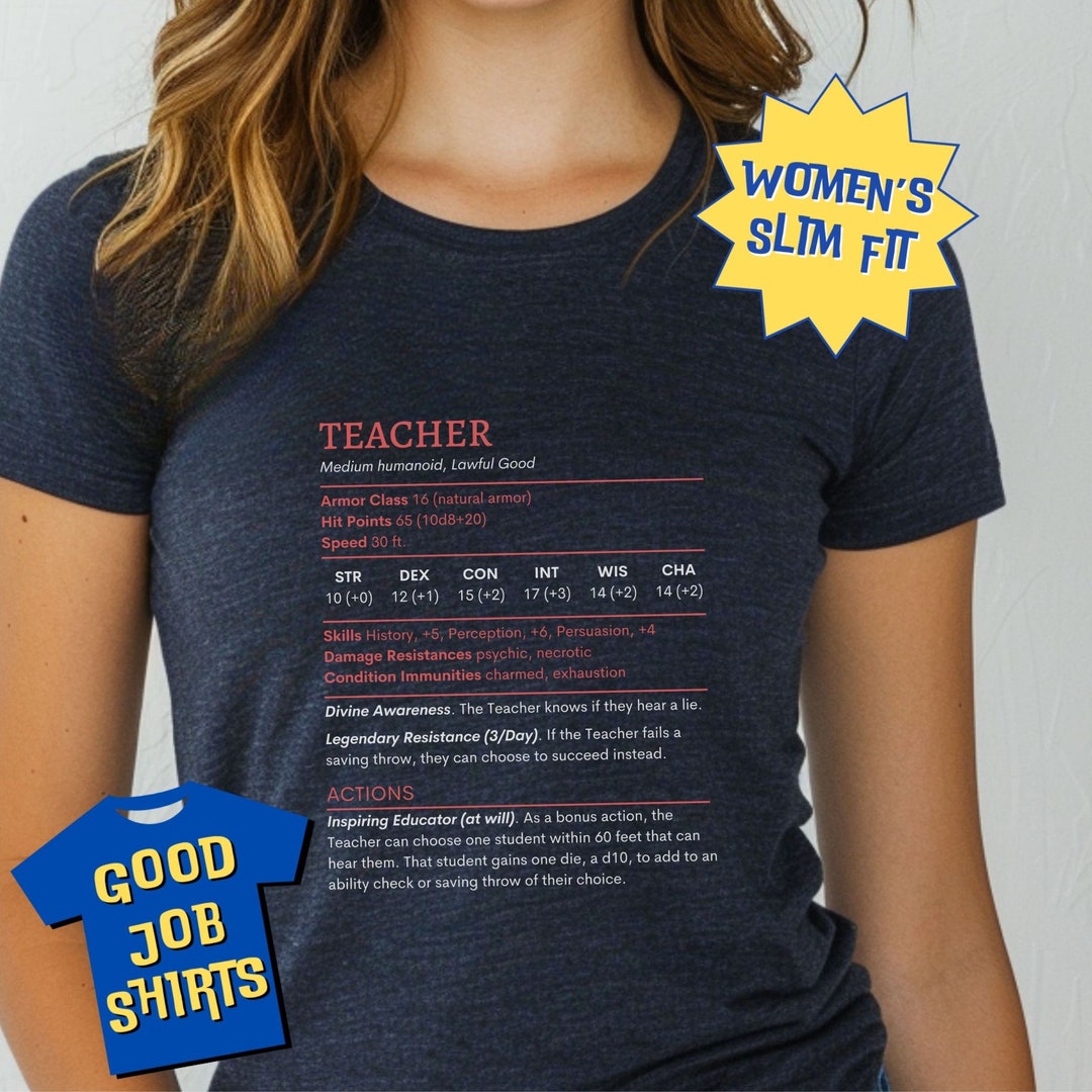 Dnd Teacher Shirt for Back to School, Dnd Stat Block T-shirt, DM Gifts ...