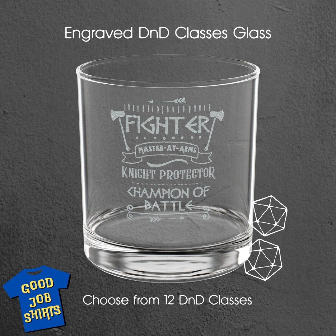 Engraved Dnd Glass With Classes Icons: 10.5oz Whiskey Tumbler for ...