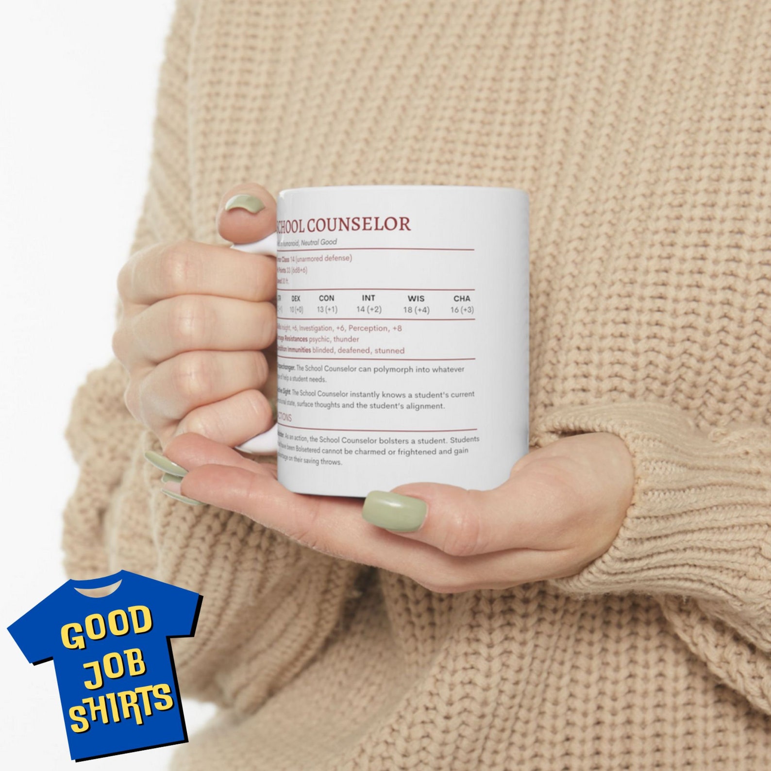 School Counselor Dnd Stat Block Mug for a Nerdy Therapist Gift, Back to ...