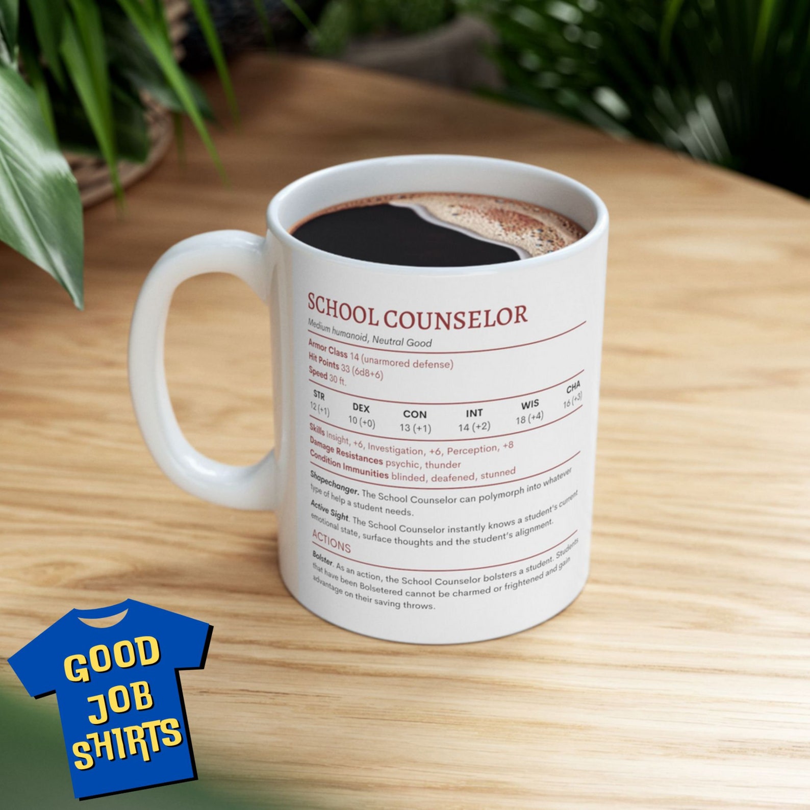 School Counselor Dnd Stat Block Mug for a Nerdy Therapist Gift, Back to ...