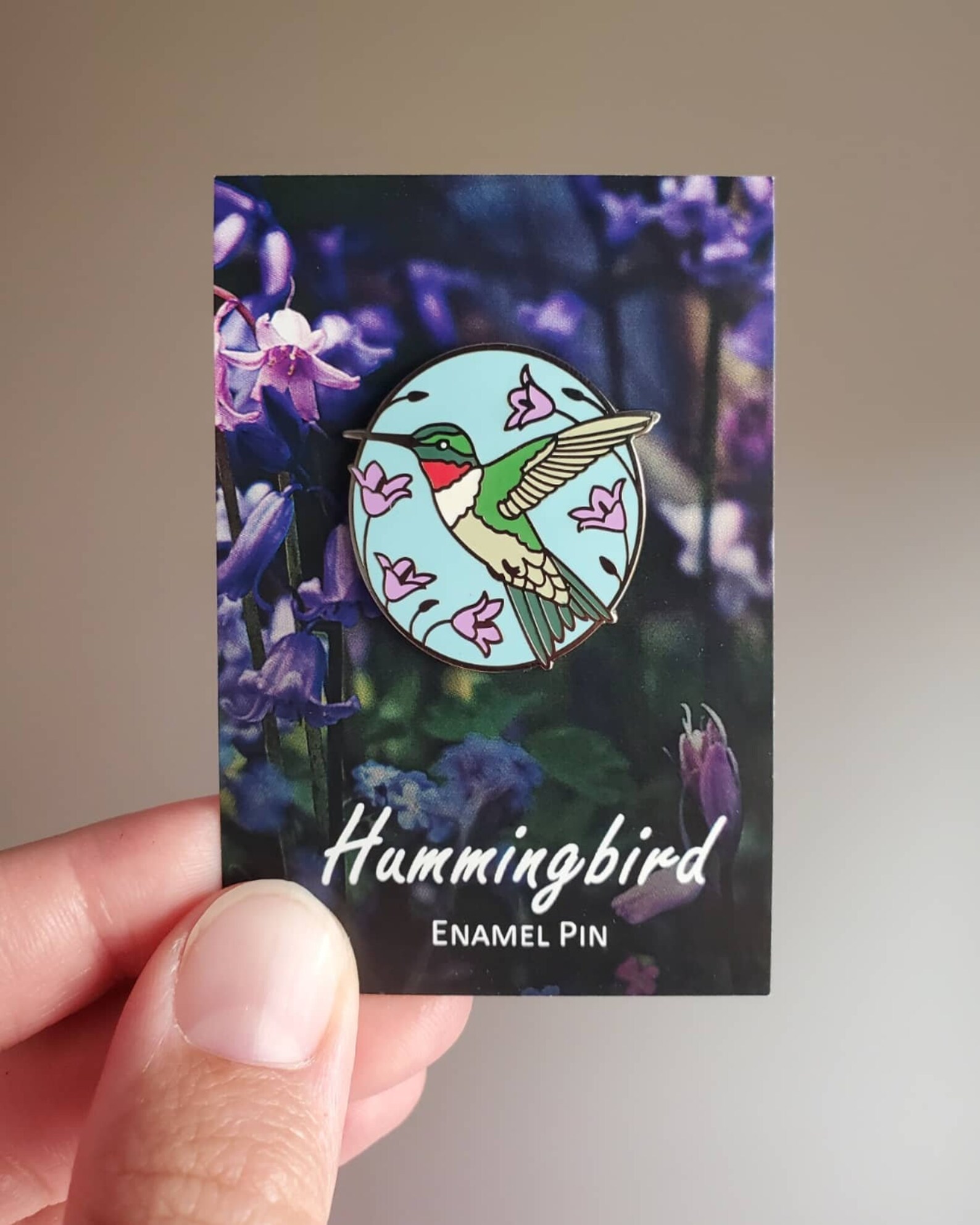 Hard Enamel Pin Hummingbird Ruby Throated Purple Bellflower - Etsy