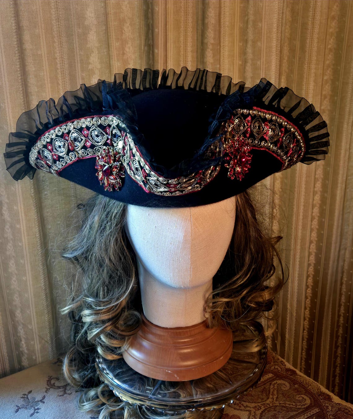 Fancy Black With Red Tricorn - Etsy