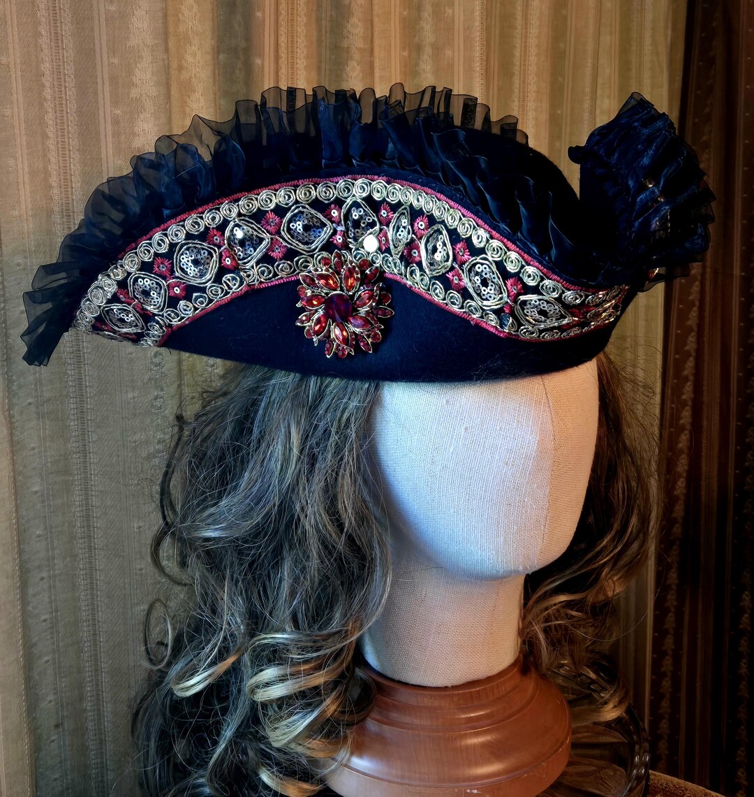 Fancy Black With Red Tricorn - Etsy