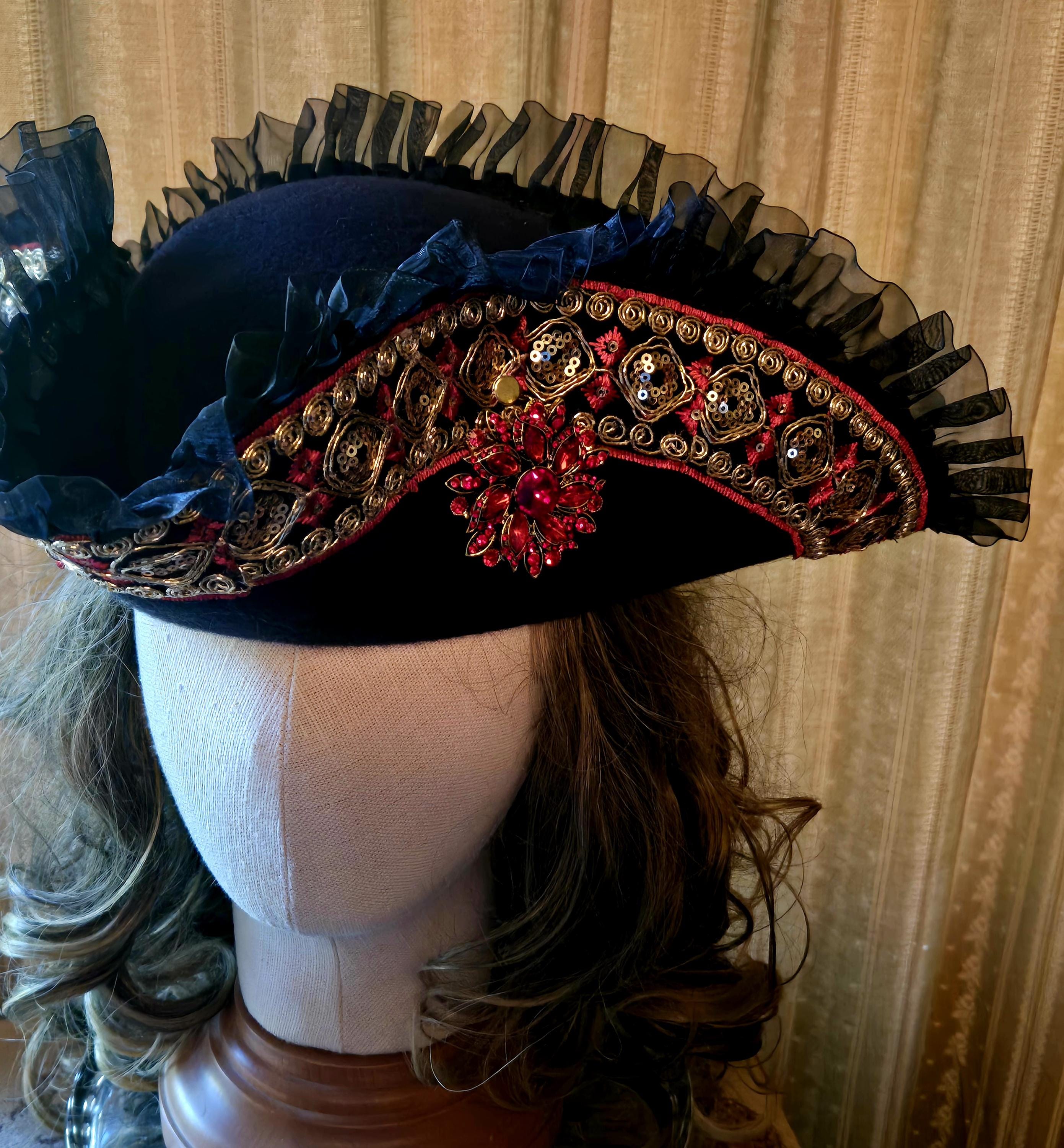 Fancy Black With Red Tricorn - Etsy