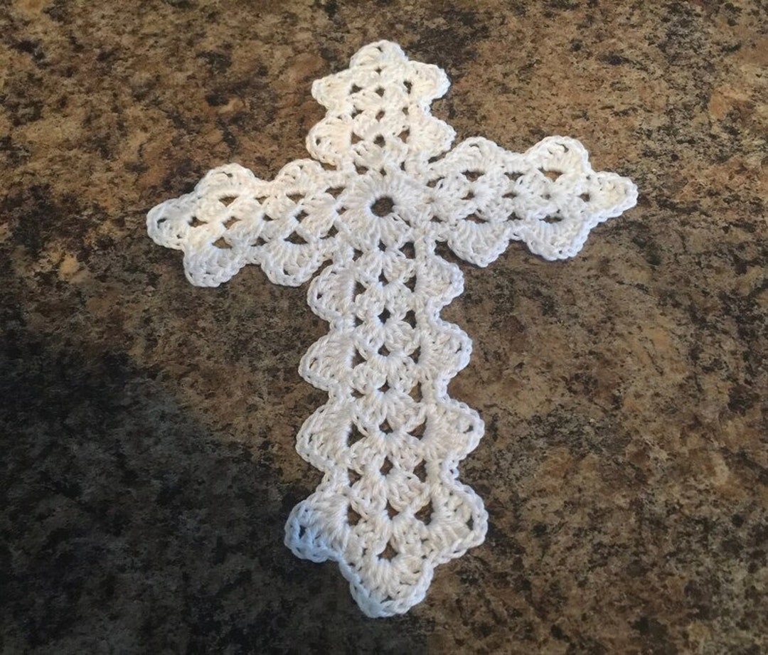 Lace Cross in Freeform Design With White Crochet Yarn, 9x13 - Etsy