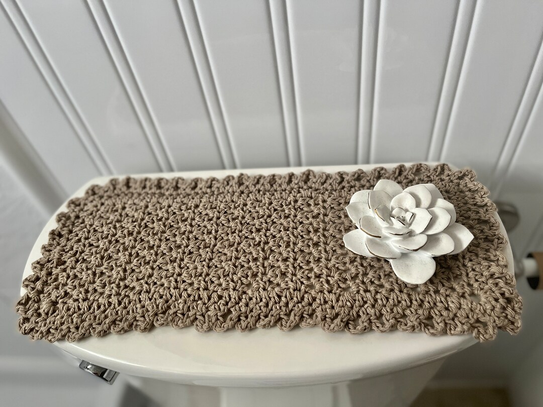 Cocoa Toilet Vanity or Table Topper Cotton Crochet Bathroom - Etsy
