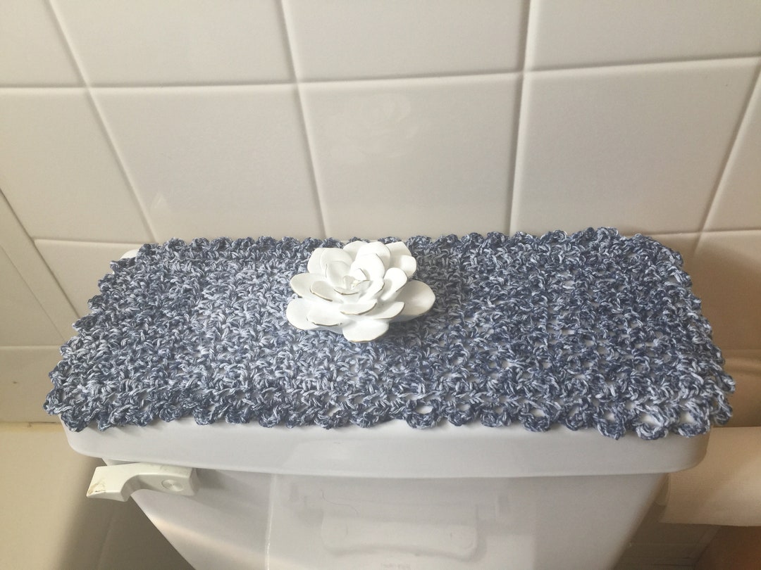 Navy Denim and White Toilet Tank Topper, OR Fingertip Towel, OR Runner ...