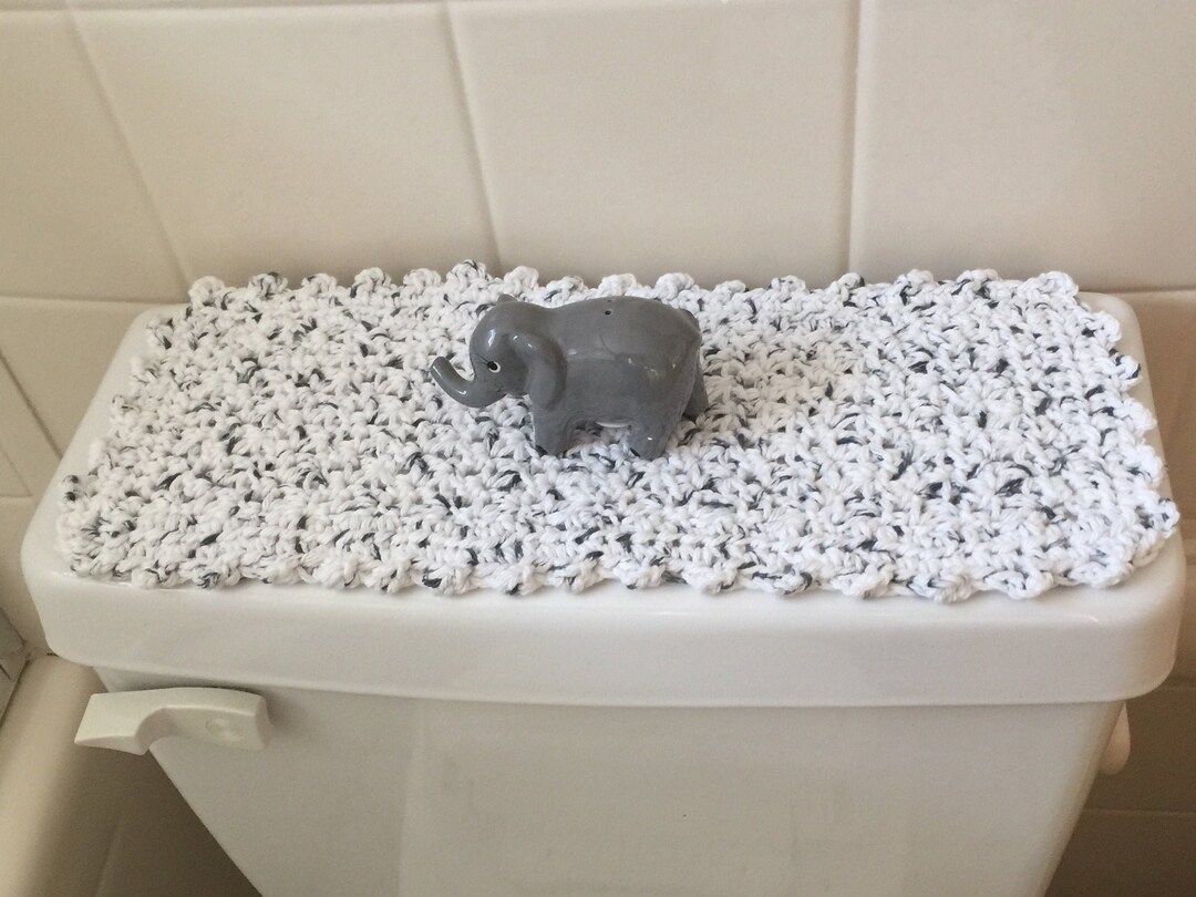 Ebony & Ivory Commode Cover, Toilet Tank Topper, Handhooked Cotton ...