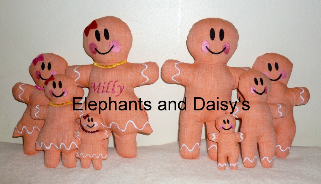 Gingerbread Man and Girl Stuffies Set Embroidery Design File - Etsy