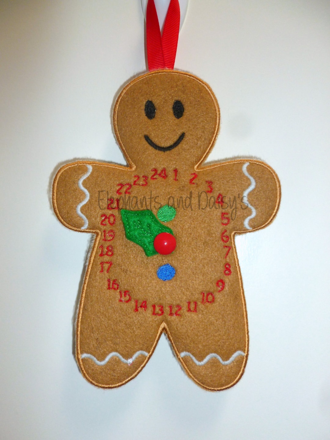 Gingerbread Advent Clock Embroidery Design File - Etsy UK