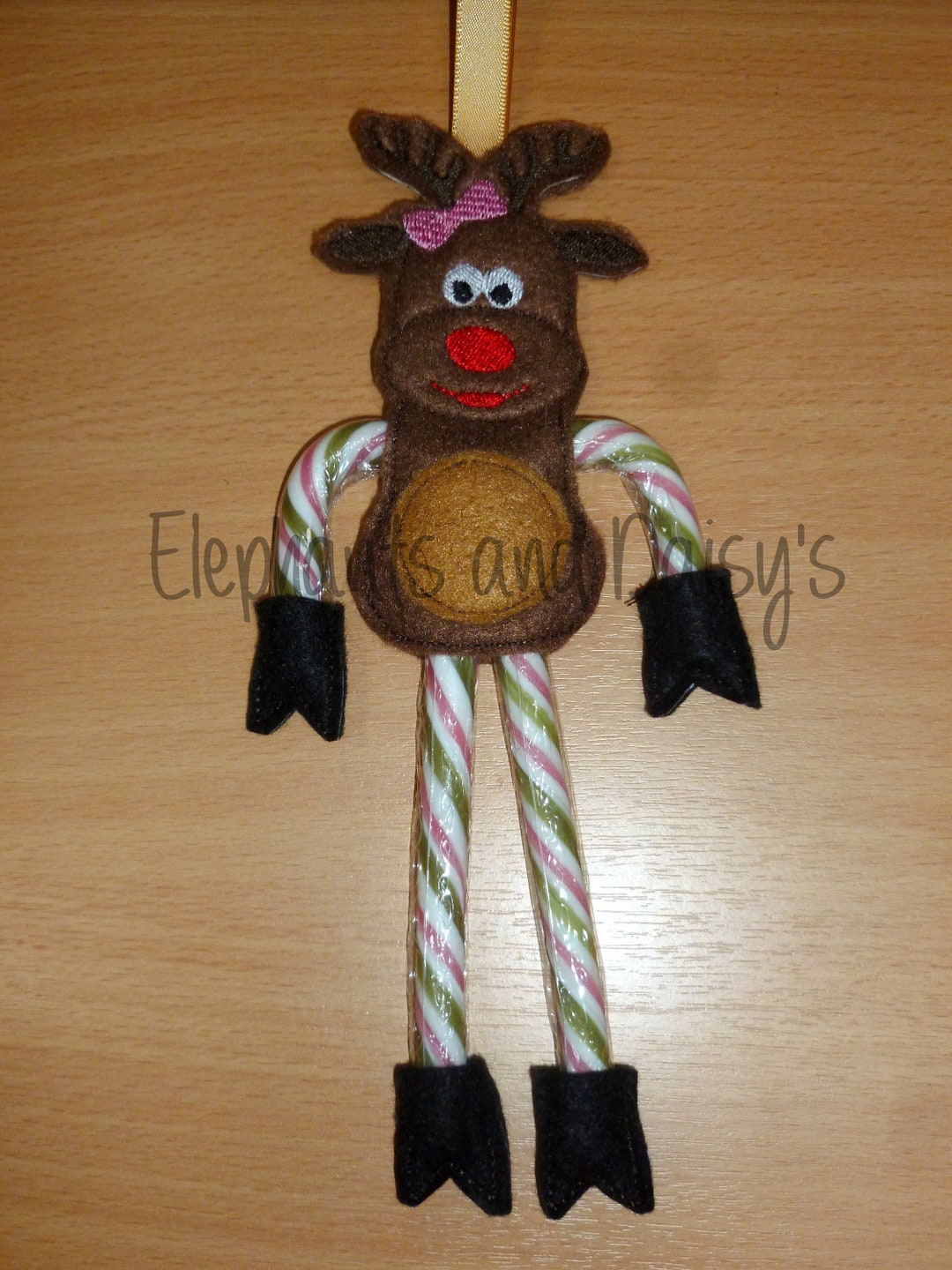 Reindeer Girl Candy Cane Holder Embroidery Design File - Etsy