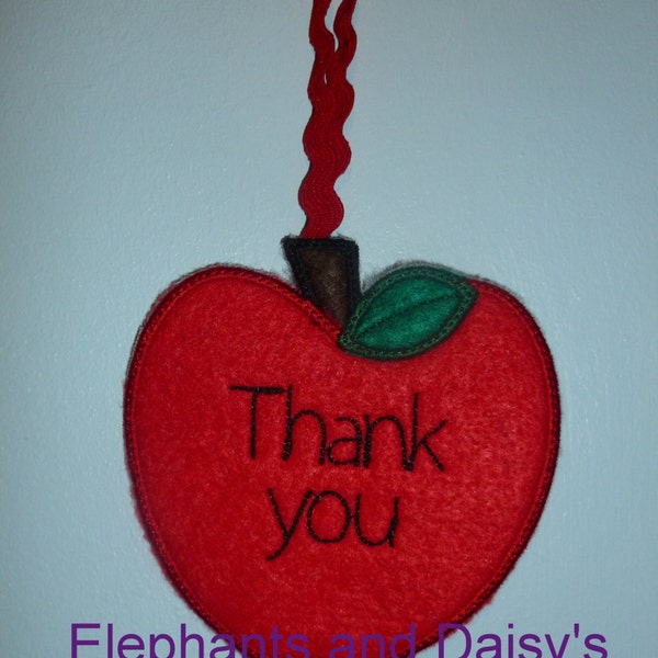 Teacher Thank You Apple Embroidery Design File. - Etsy