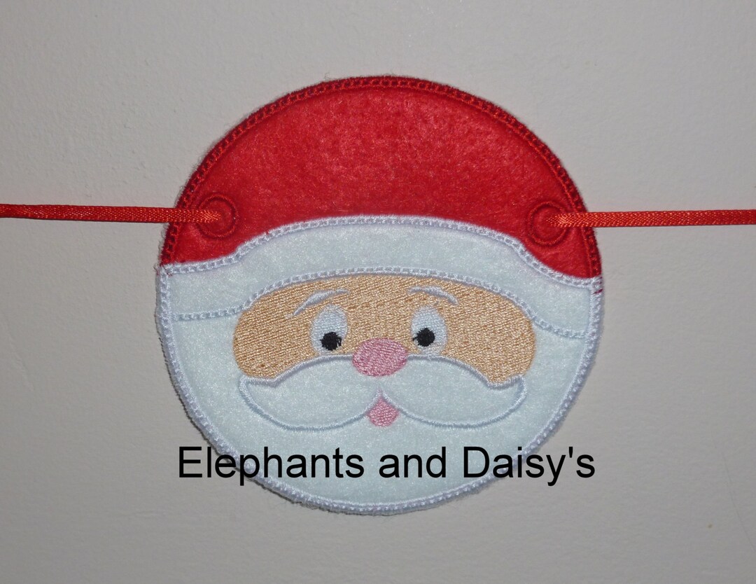 Santa Face Banner Embroidery Design Files - Etsy