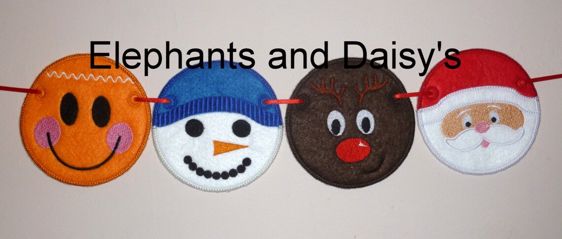Christmas Banner Face Set Santa Snowman Gingerbread Man - Etsy UK