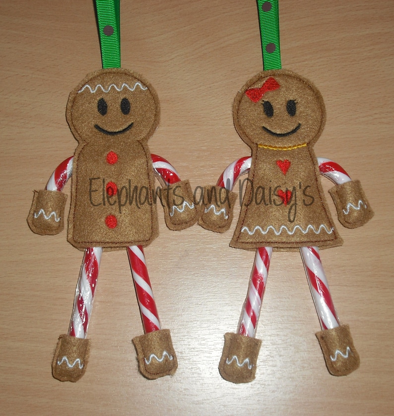 Candy Cane Gingerbread Girl Embroidery Design File - Etsy UK