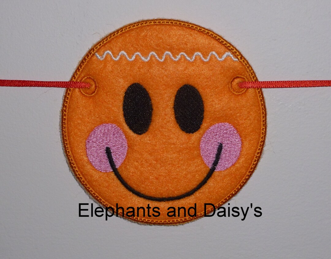 Gingerbread Man Face Banner Embroidery Design Files - Etsy