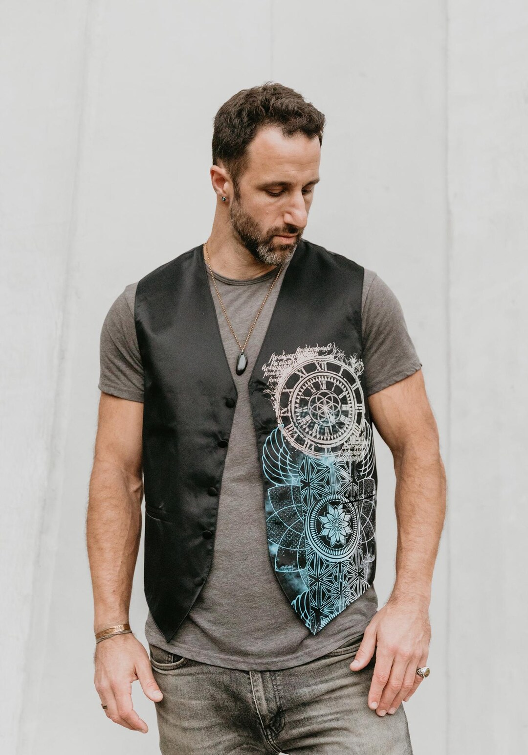 Time Capsule Dress Vest / Sacred Geometry Formal Wear / Steampunk ...