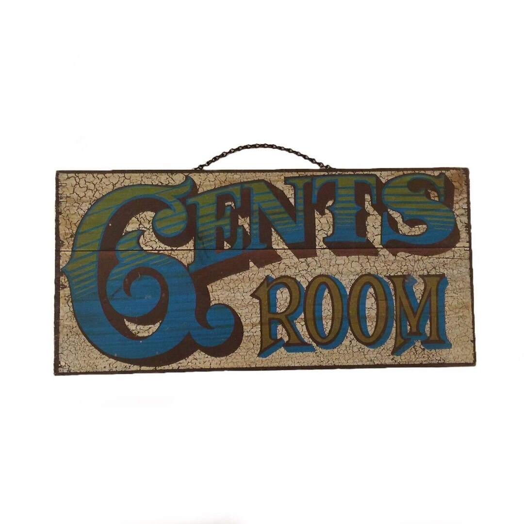 Vintage George Nathan Gents Room Sign - Mens Room Sign - Wood Bathroom ...