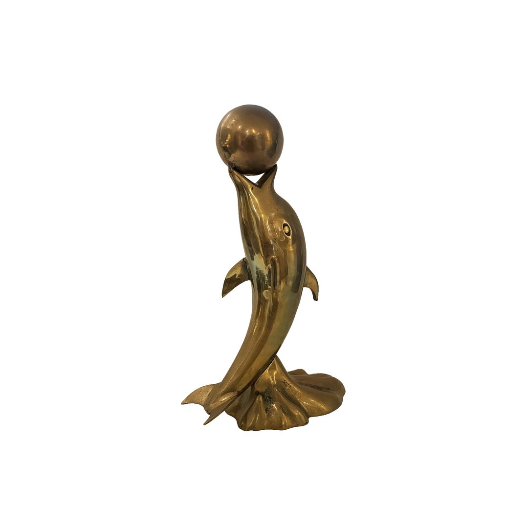 Vintage Mid Century Brass Dolphin Sculpture - Vintage Brass Dolphin ...
