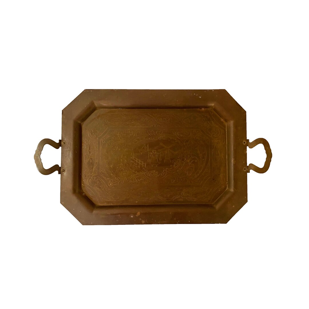 Antique Solid Brass Tray Solid Brass Tray Rectangular Brass Tray ...