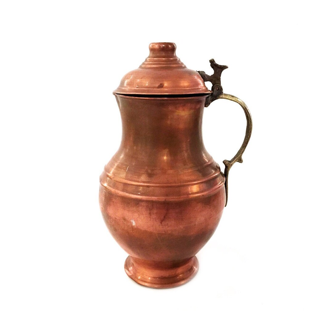 Vintage Copper Pitcher Vintage Rustic Copper Pitcher Large Vintage ...