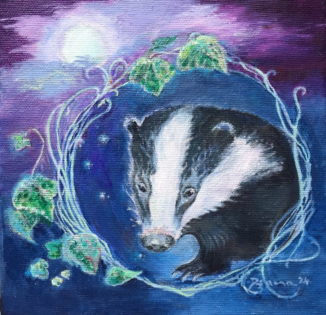 Spirit Badger" 8 X 8 " Power Animal // Fine Art Print on Canvas - Etsy