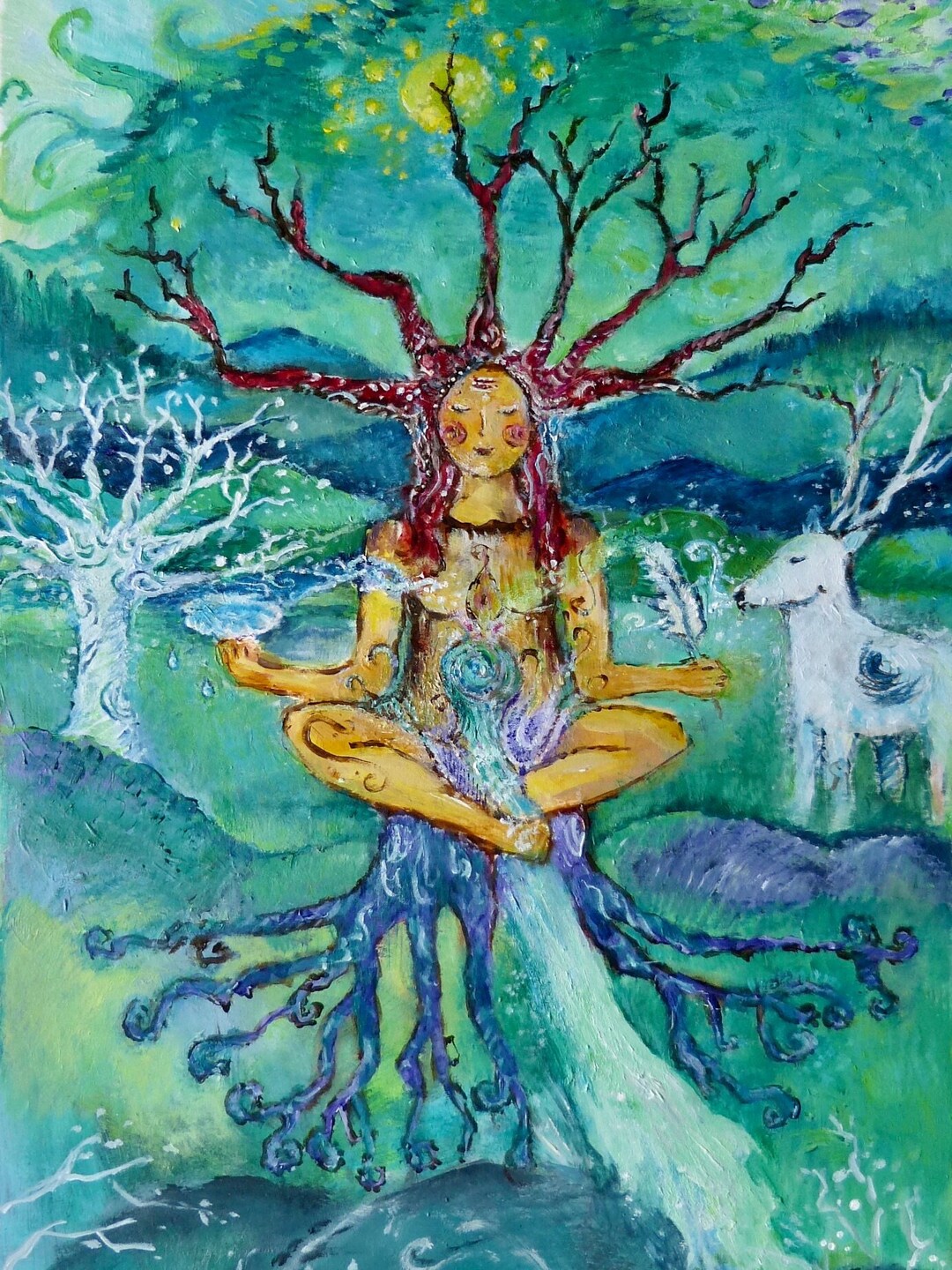 Tree Goddess Fine Art Print, Tree Woman, Witchy Art, Vrikshasana, Yoga ...