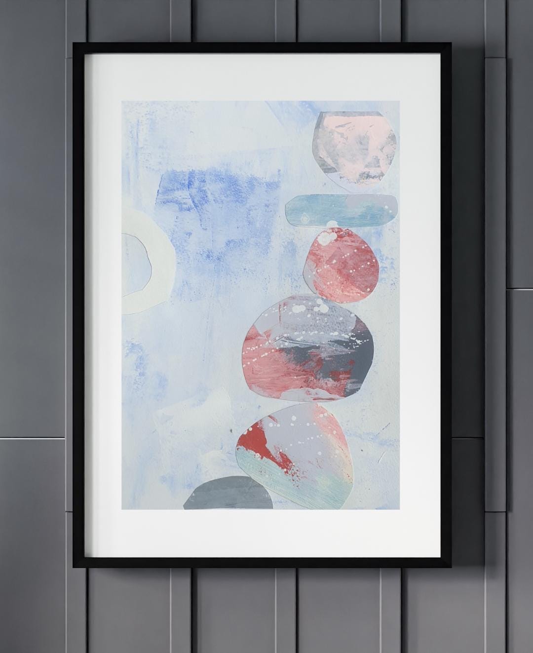 Small Blue Abstract Painting: Mixed Media Zen Art, Mindfulness Decor - Etsy