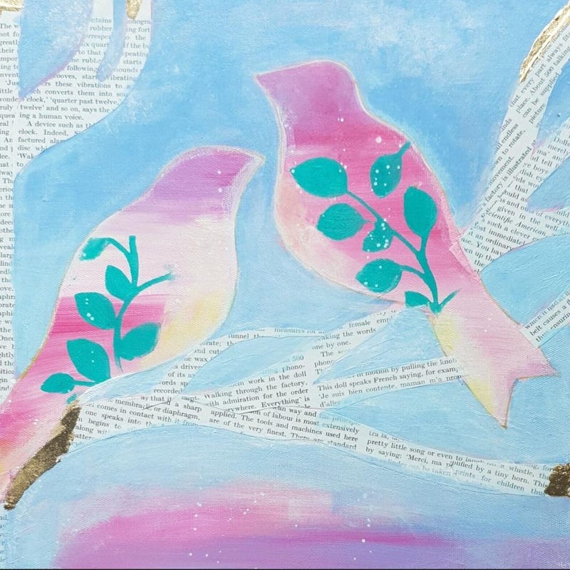 Mixed Media Bird - Etsy