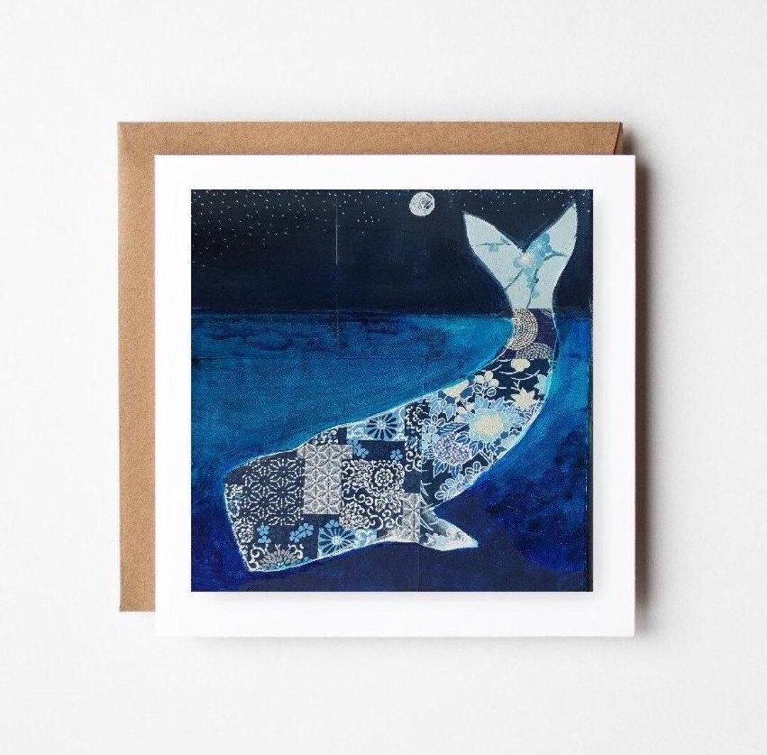 Blue Whale Card - Whale Greeting Card - Whale ART - Blue Whale Dreaming ...