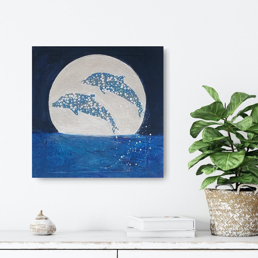 Dolphin Painting - Originalart - Mixed Media - Hand Painted ART ...