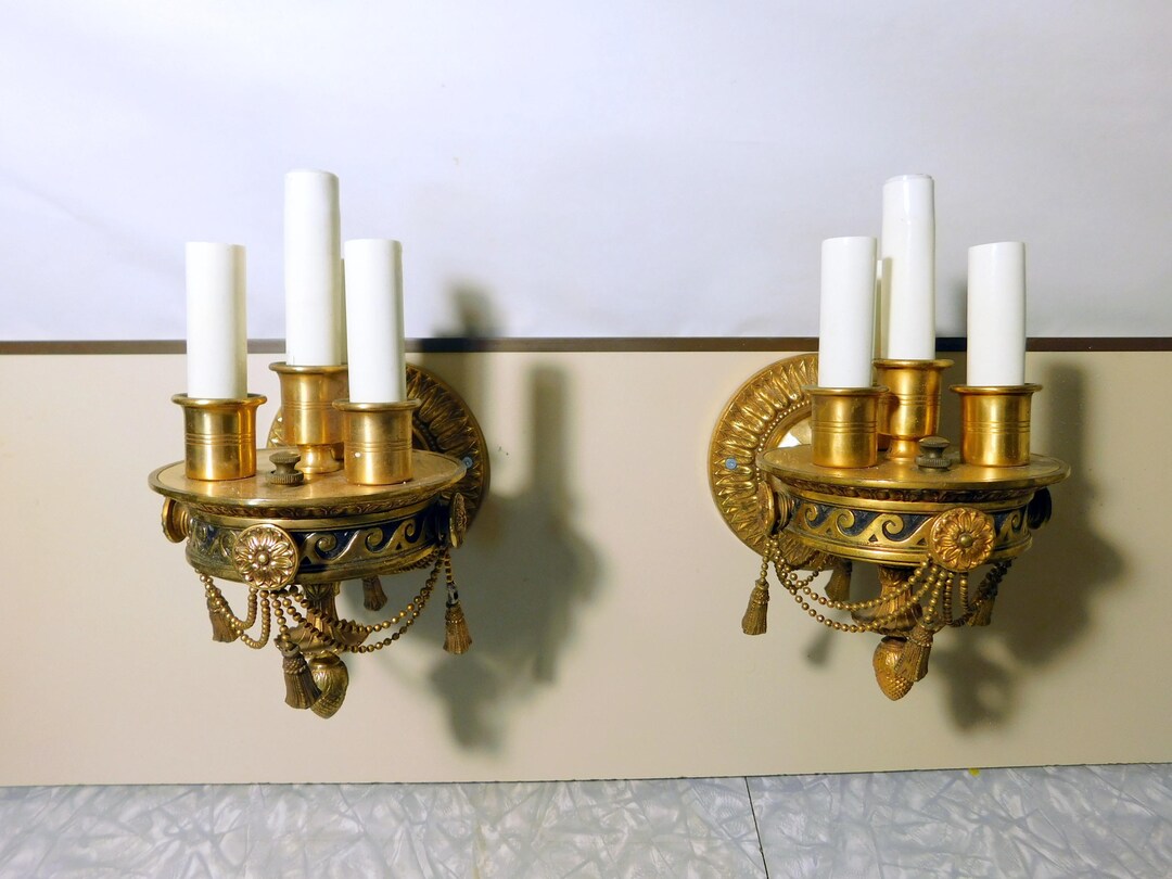 Matching Pair of Antique Solid Brass Wall Sconces - Etsy