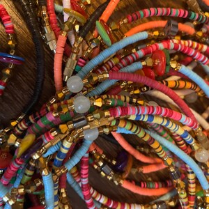 Set of 3 Anklets/ Ghana Bead Anklet Set/ Heishi Bead Anklets/ Any Size ...