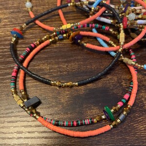 Set of 3 Anklets/ Ghana Bead Anklet Set/ Heishi Bead Anklets/ Any Size ...