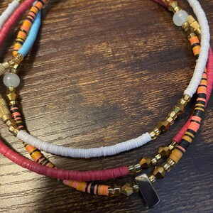 Set of 3 Anklets/ Ghana Bead Anklet Set/ Heishi Bead Anklets/ Any Size ...