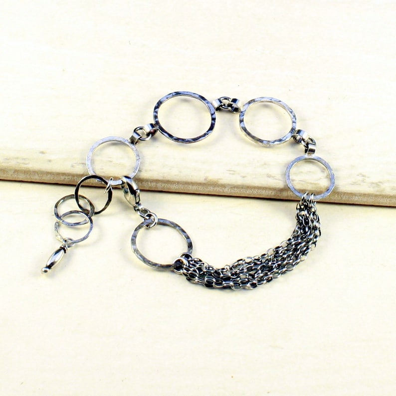 Multi Chain Layered Silver Bracelet,raw Silver Gift , Minimalist ...