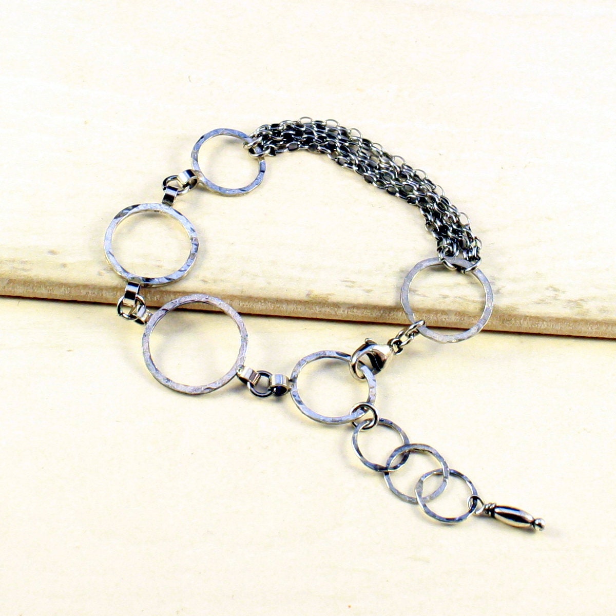 Multi Chain Layered Silver Bracelet,raw Silver Gift , Minimalist ...