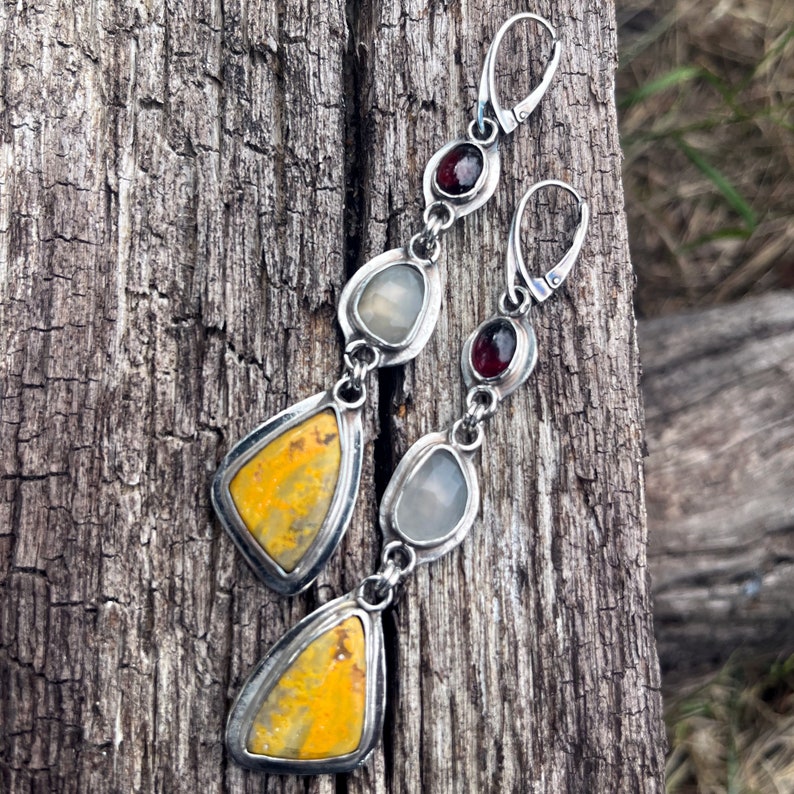 Triple Stone Earrings Cascade Earrings Unique Jewelry - Etsy