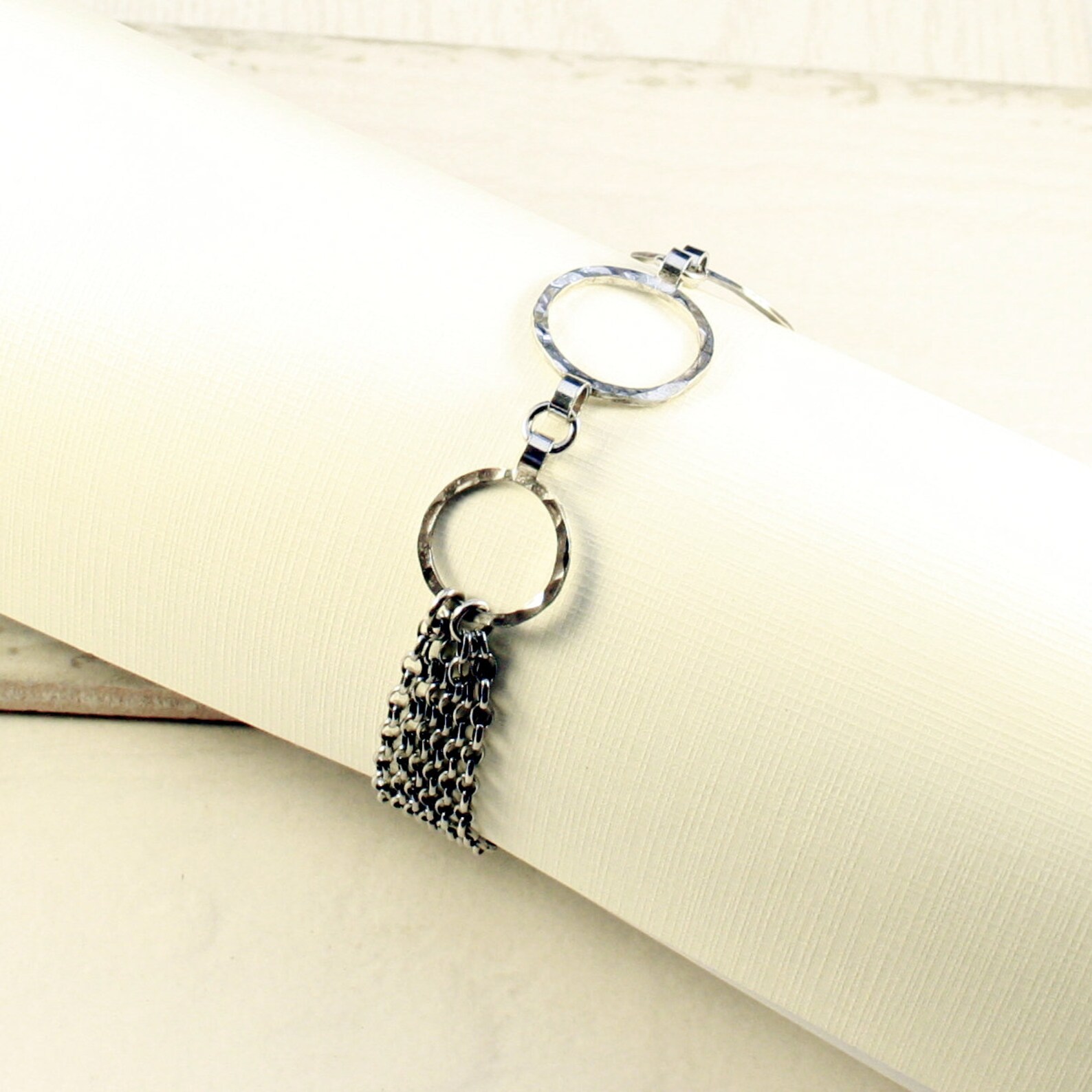 Multi Chain Layered Silver Bracelet,raw Silver Gift , Minimalist ...