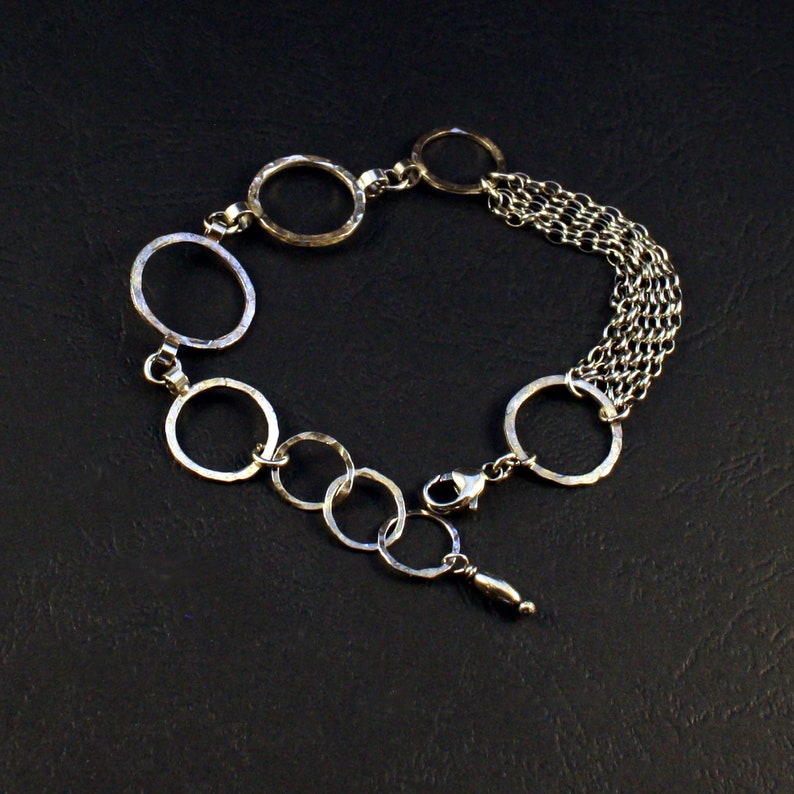 Multi Chain Layered Silver Bracelet,raw Silver Gift , Minimalist ...