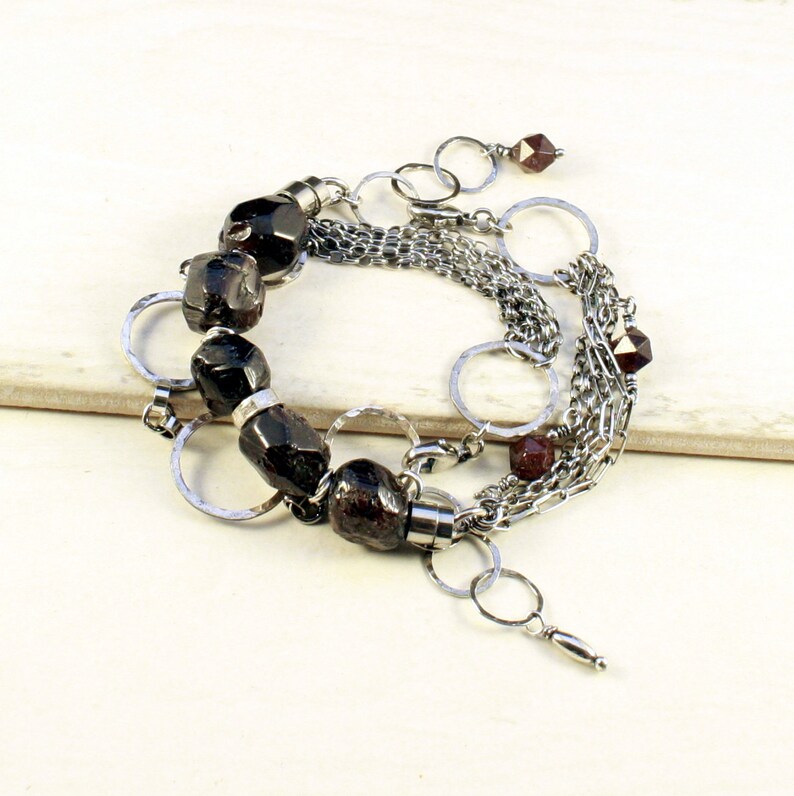 Multi Chain Layered Silver Bracelet,raw Silver Gift , Minimalist ...